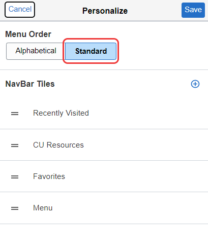 Personalizing your employee portal NavBar Menu | University of Colorado