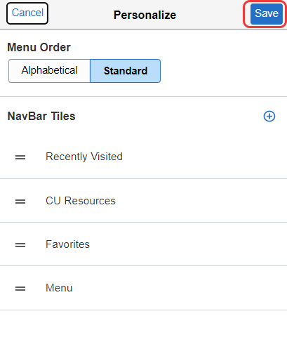 Personalizing your employee portal NavBar Menu | University of Colorado