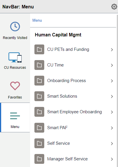 Personalizing your employee portal NavBar Menu | University of Colorado